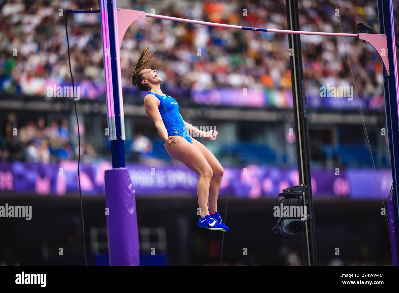 Elisa Molinarolo participating in the Pole vault at the Paris 2024 ...