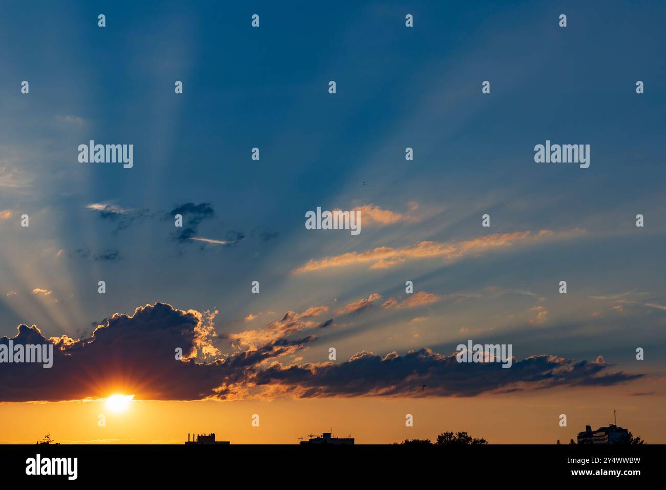 Sunset with dramatic sky. Cloudy sky at sunset. Real sky at sunset ...