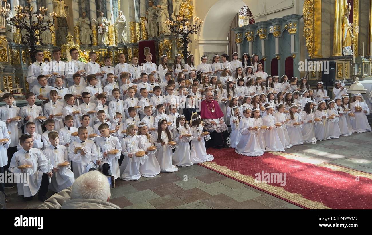 Grodno, Belarus - June 17, 2022: Large group of children receiving ...
