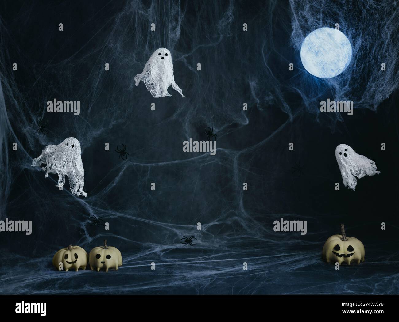 Flying pumpkins ghosts happy halloween hi-res stock photography and ...