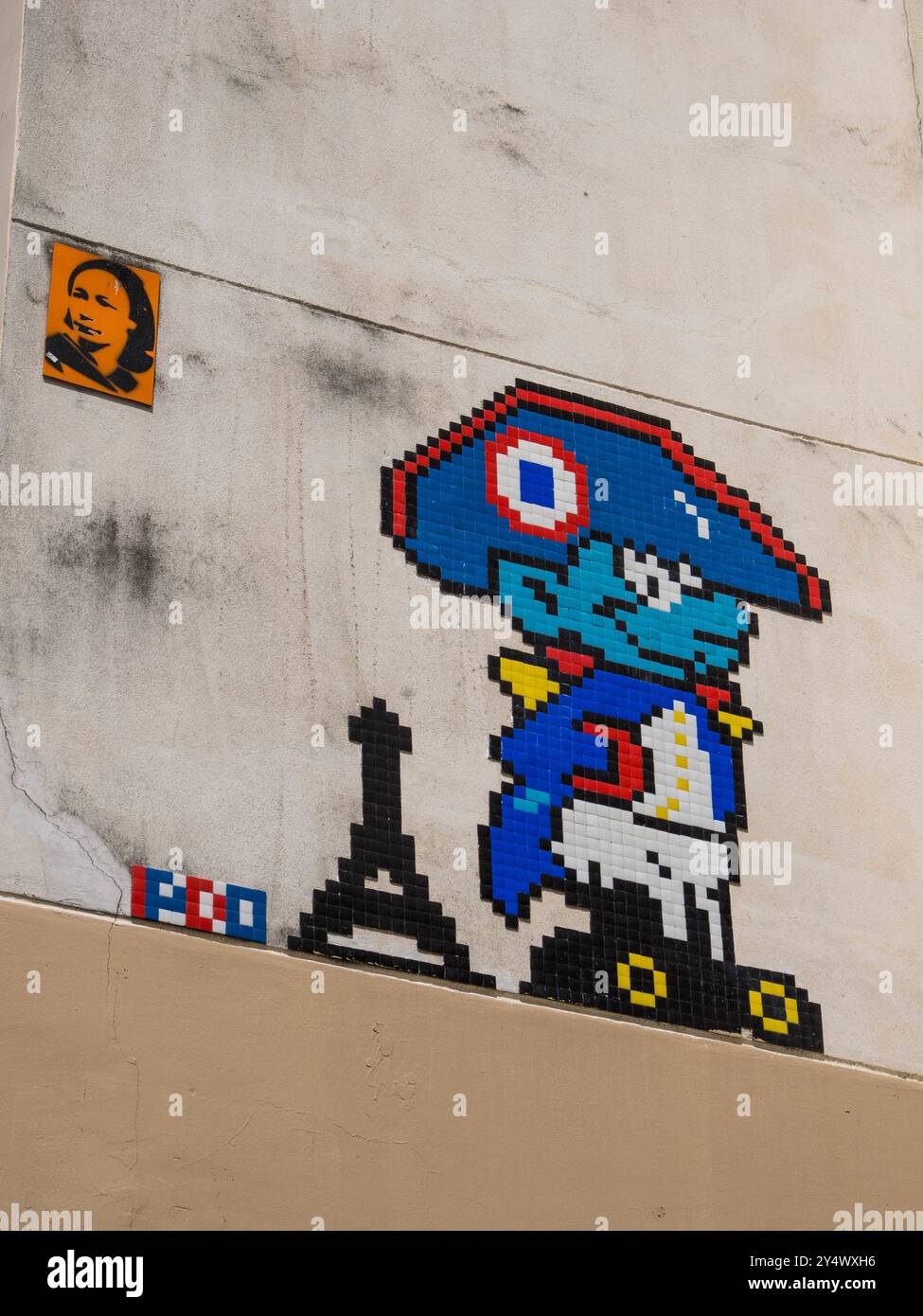 Smurf Napoleon, and Eiffel Tower, Street Art, Paris France, Europe, EU ...