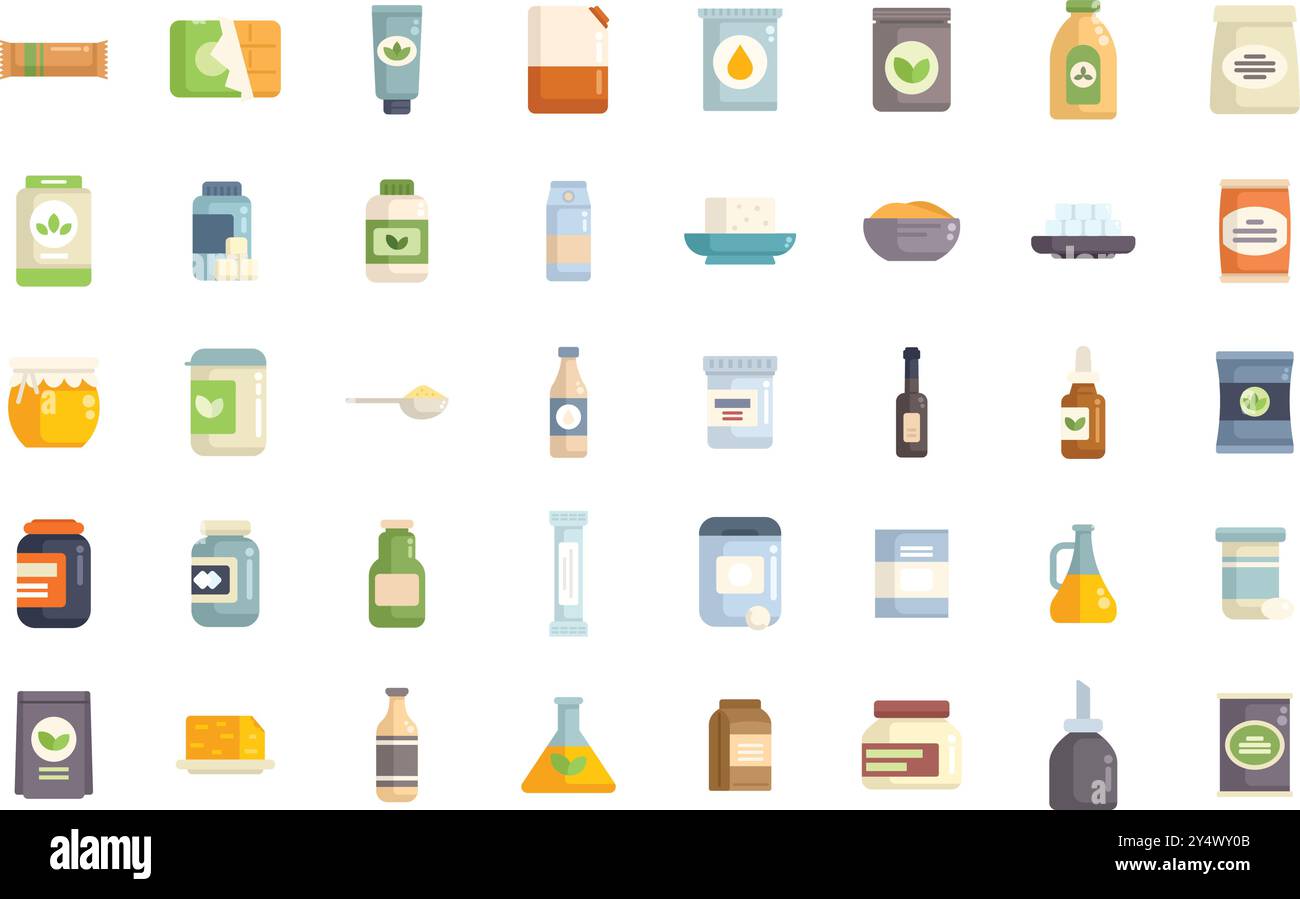 Different types of packaging are displaying healthy ingredients ...