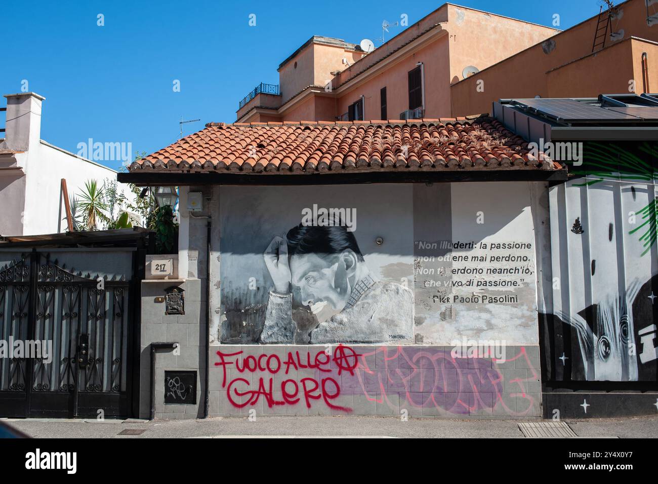 September 11, 2024 - Rome, Italy: murales portraiting poet Pier Paolo ...