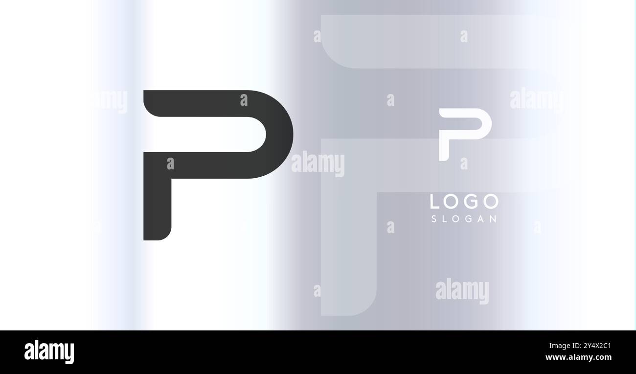 Bold futuristic logo monogram, sleek minimalistic letter P for ...