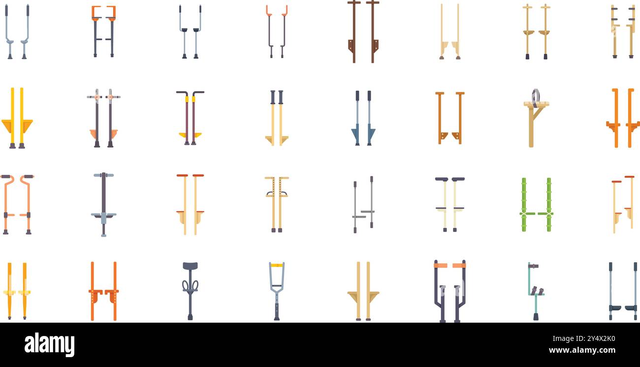 Diverse collection of colorful stilts icons, showcasing various designs ...