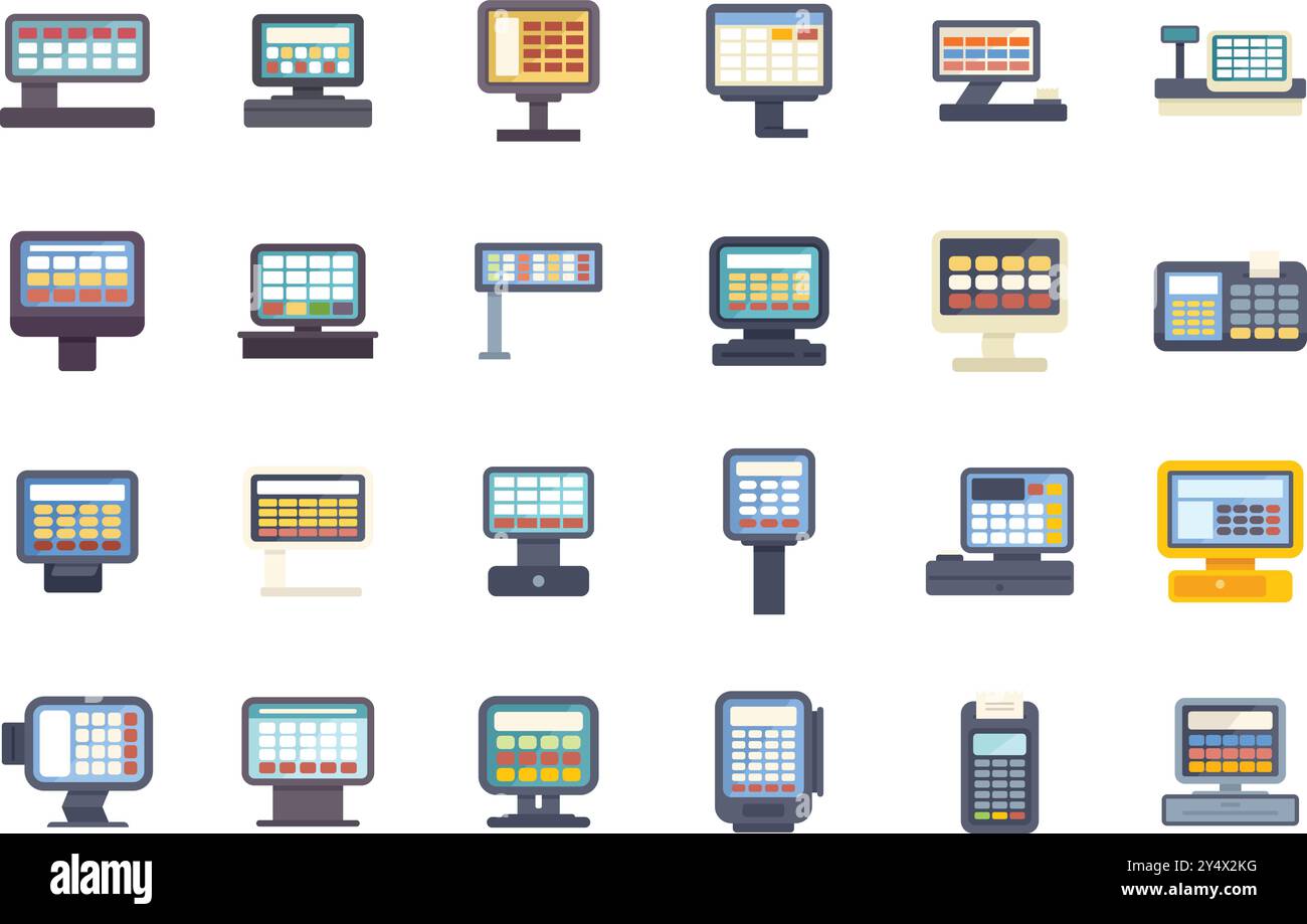 Different types of cashier electronic machines for processing payments ...