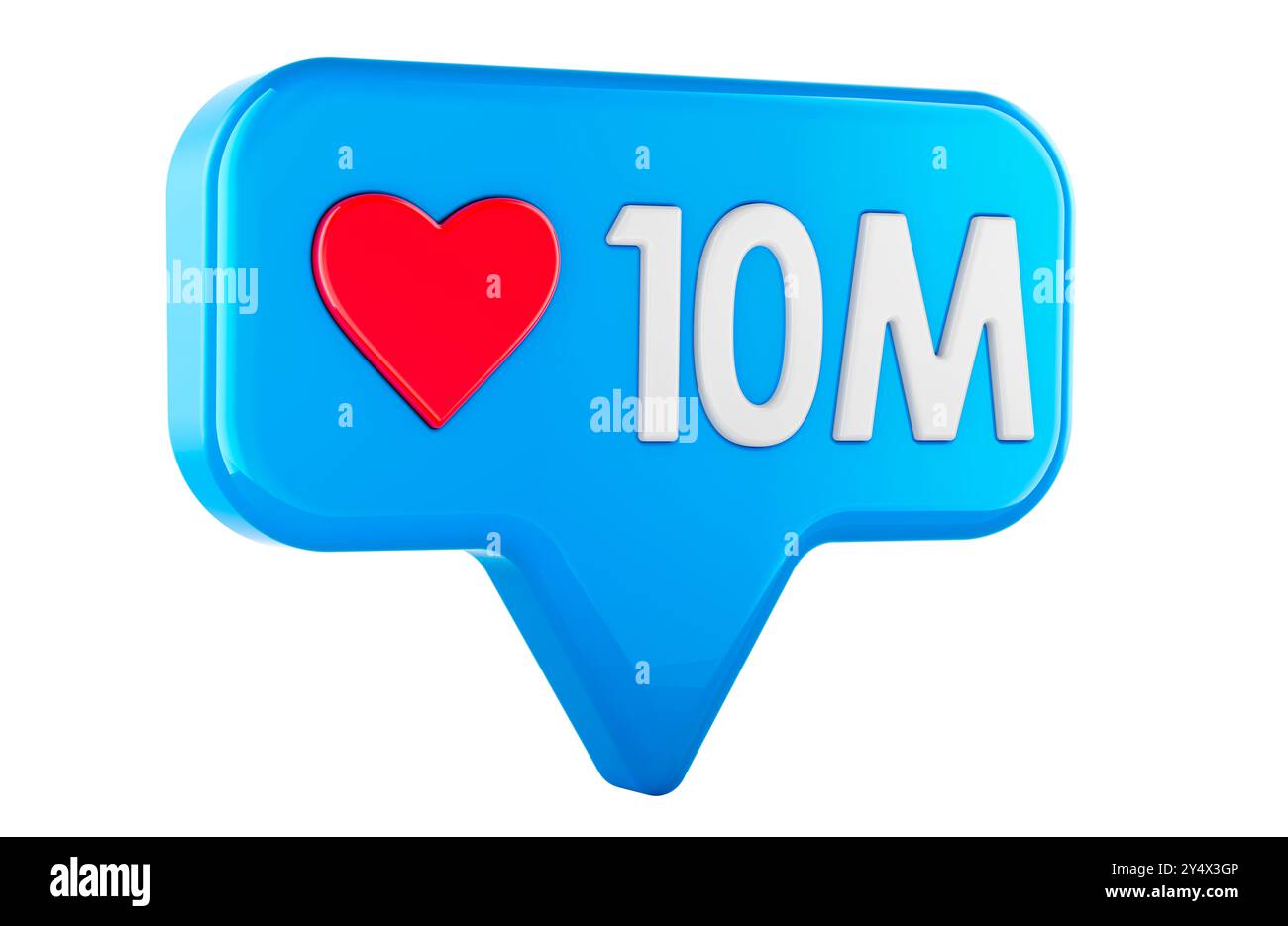 Ten million likes, social media notification with heart icon, 3D ...