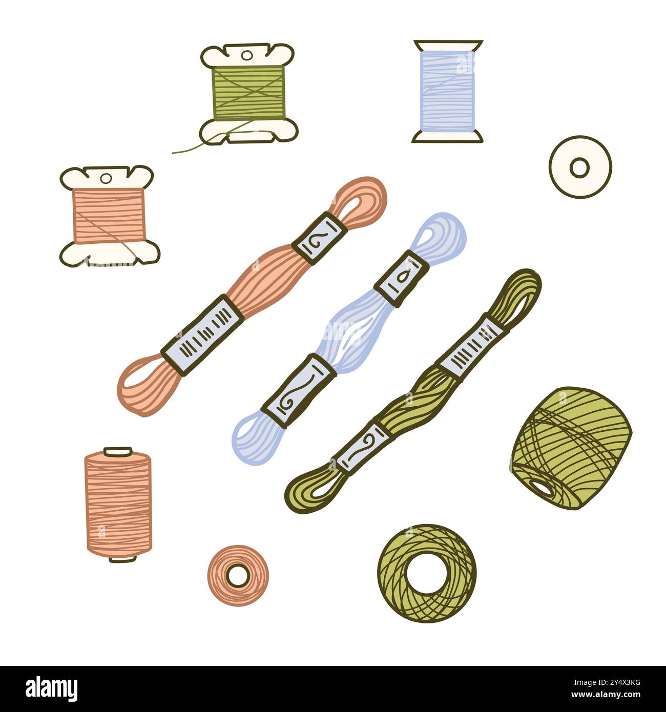 Vintage set of threads Stock Vector Images - Alamy