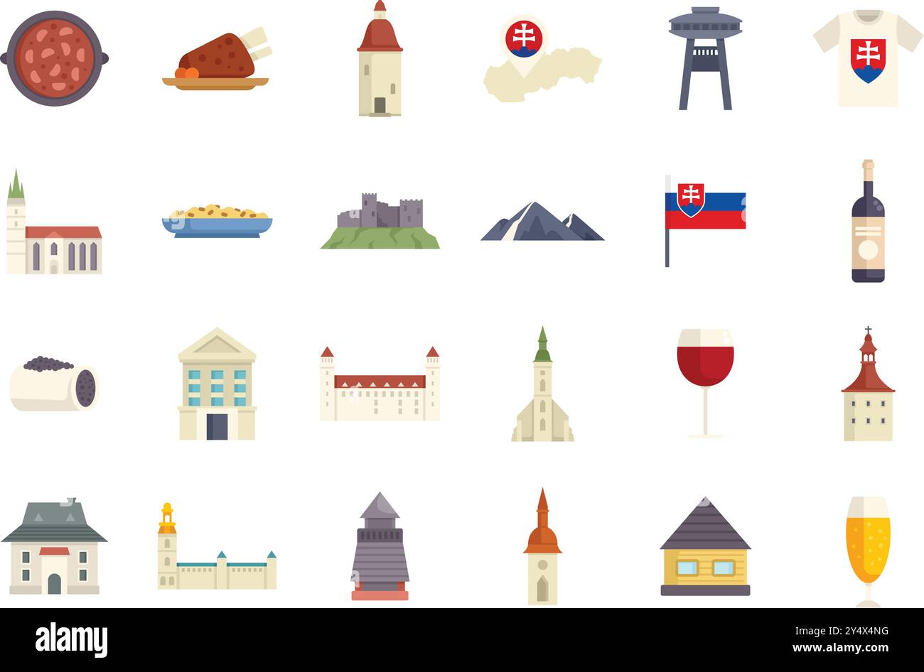 This set of vector icons depicts various aspects of slovakia, including ...