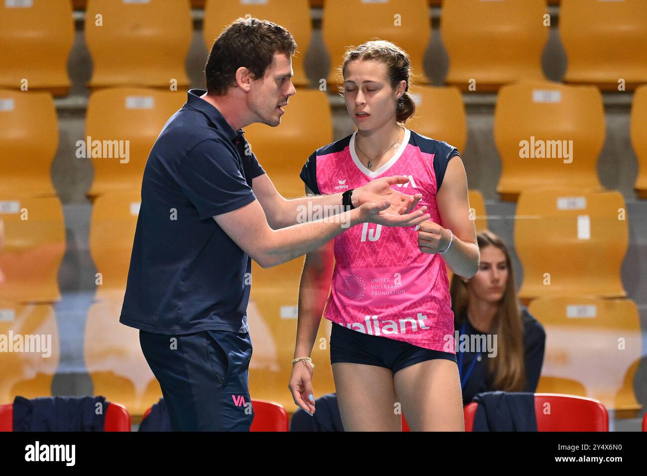 Robin De Bont and Alyssa Lohrer of Volleyball Academy during the day 2 of the CEV Volleyball ...