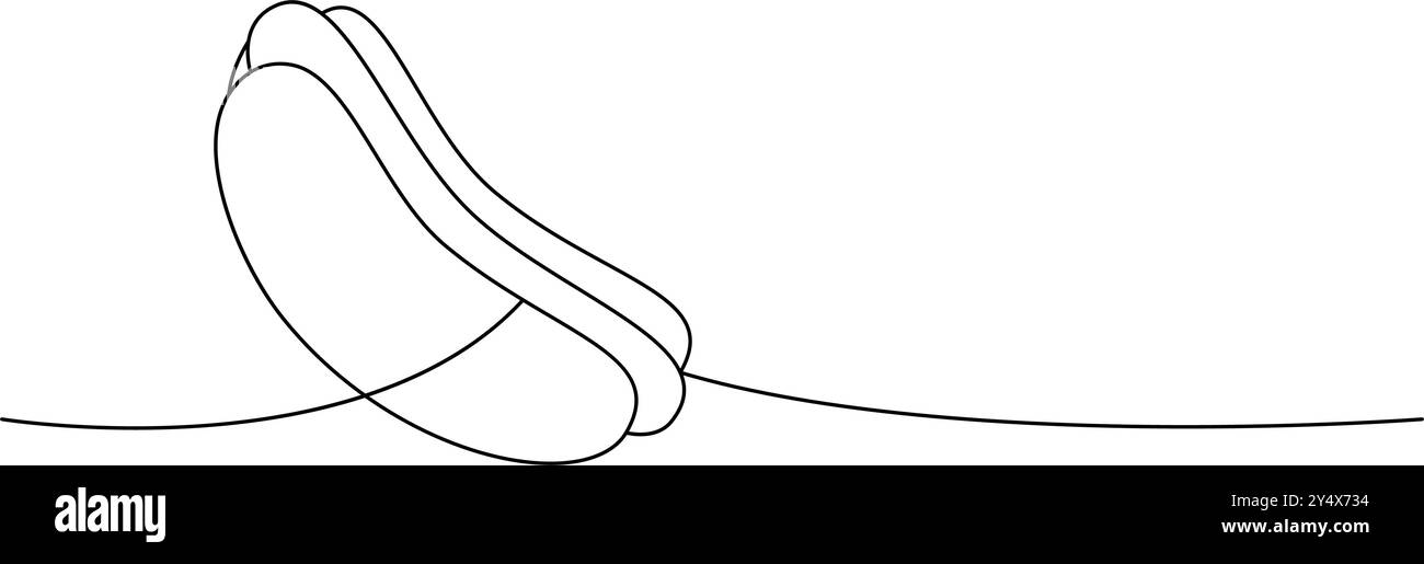 Hot dog one line continuous drawing. Street fast food. Vector linear ...