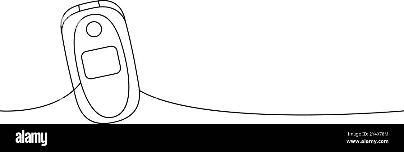 Flip cellphone one line continuous drawing. Old communication gadgets ...