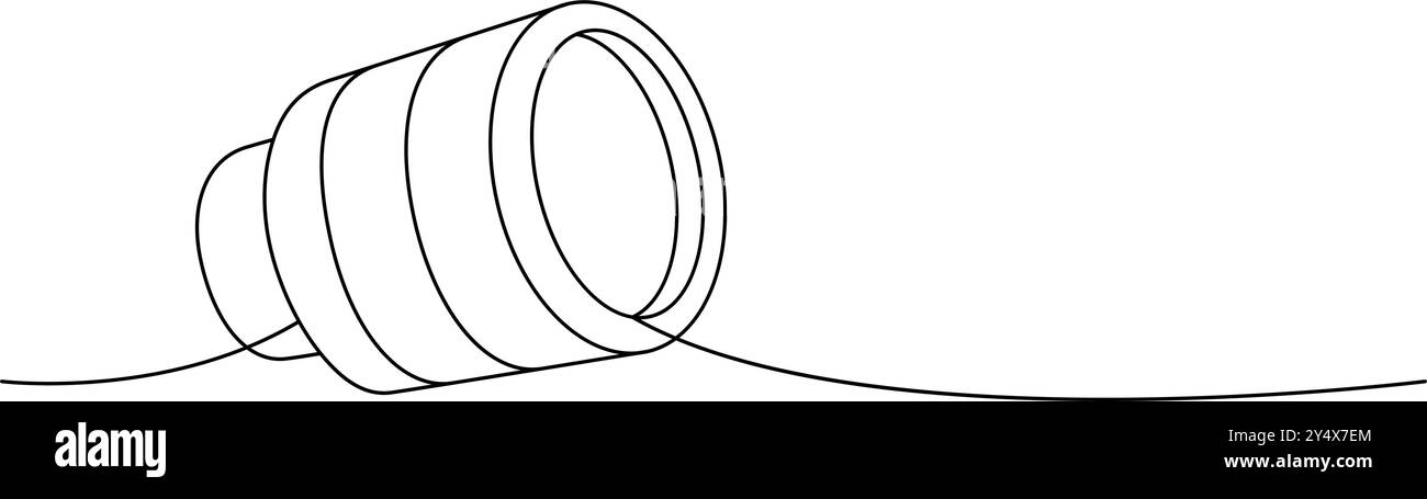 Photo lens with shutter one line continuous drawing. Professional photo ...