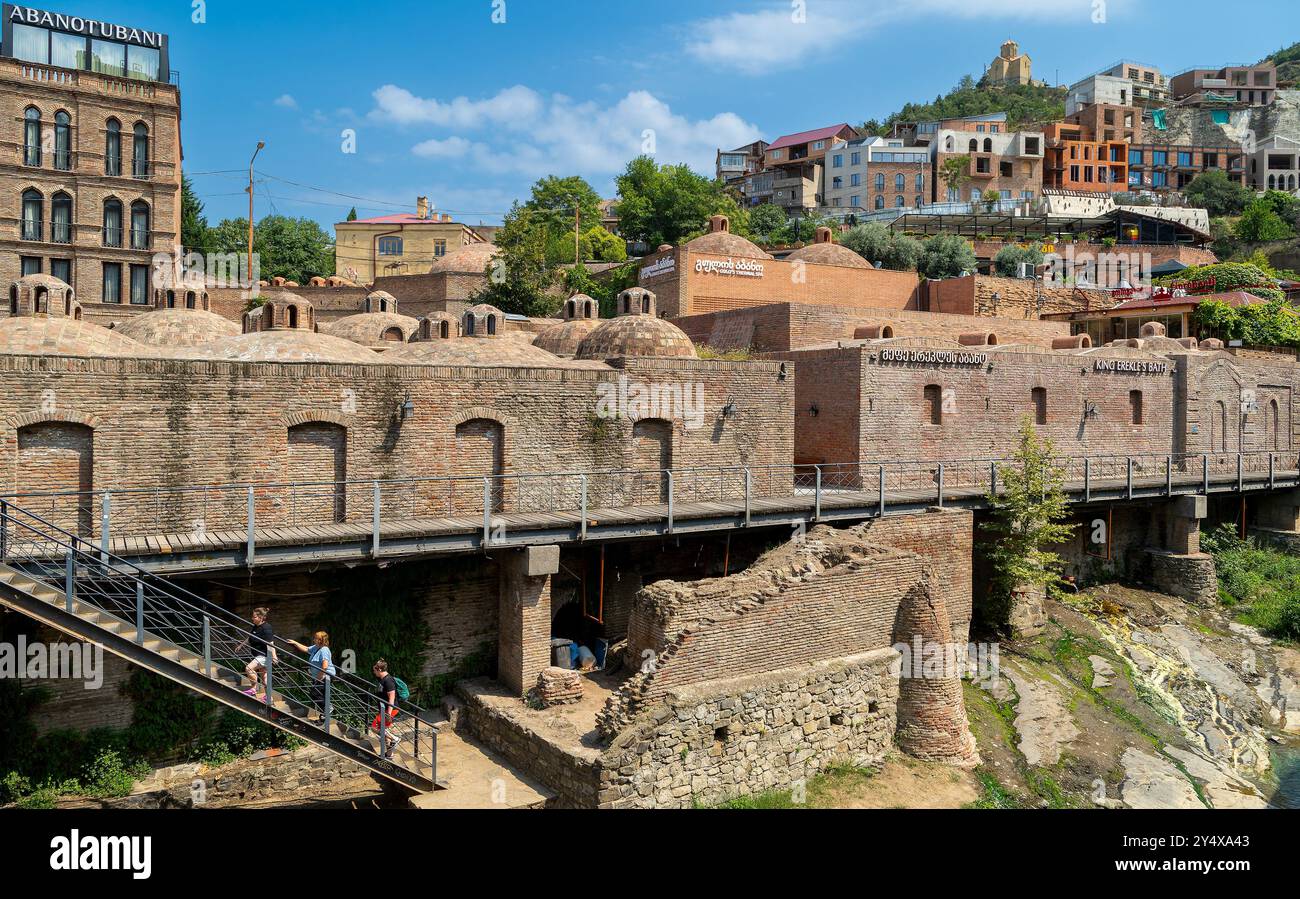 Historical center of old Tbilisi, Georgia. Abanotubani ancient district, sulfur baths, dome ...