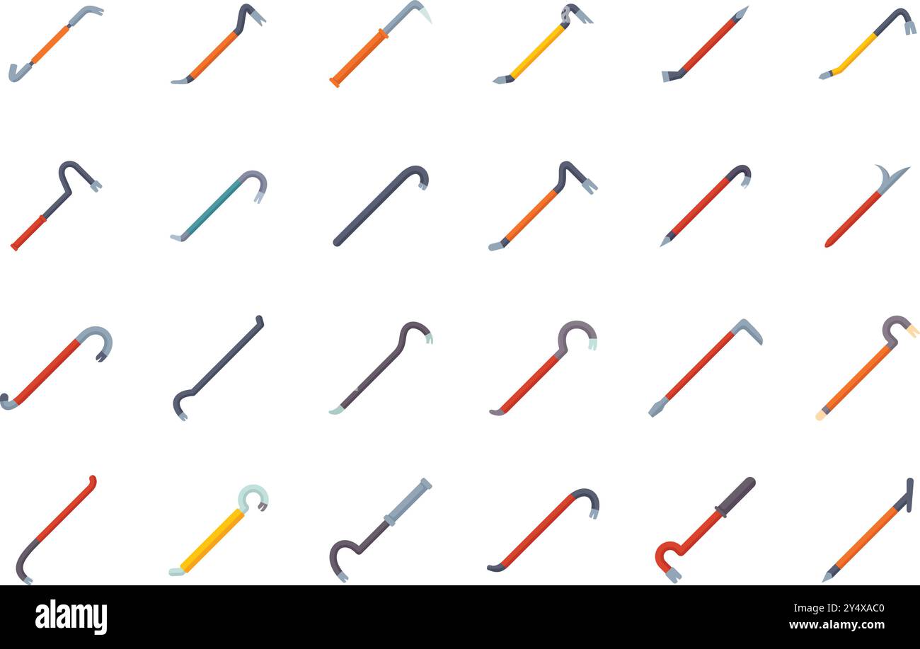 Set of wrecking bars showing the different shapes and sizes of this ...