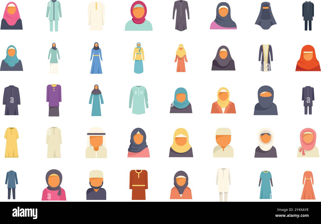 Large collection of people wearing traditional muslim clothes from ...