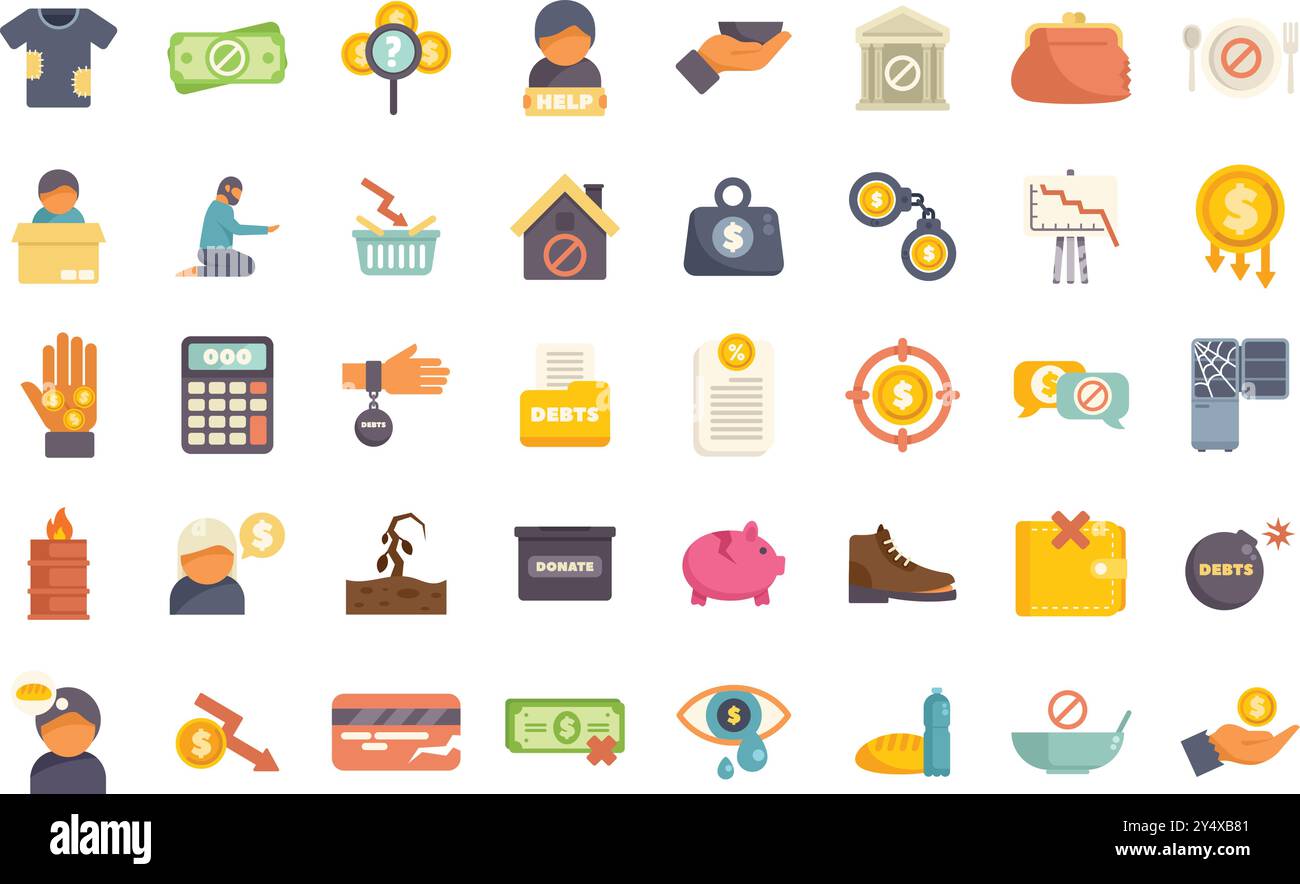 People suffering from poverty with empty wallet, huge debts and no ...