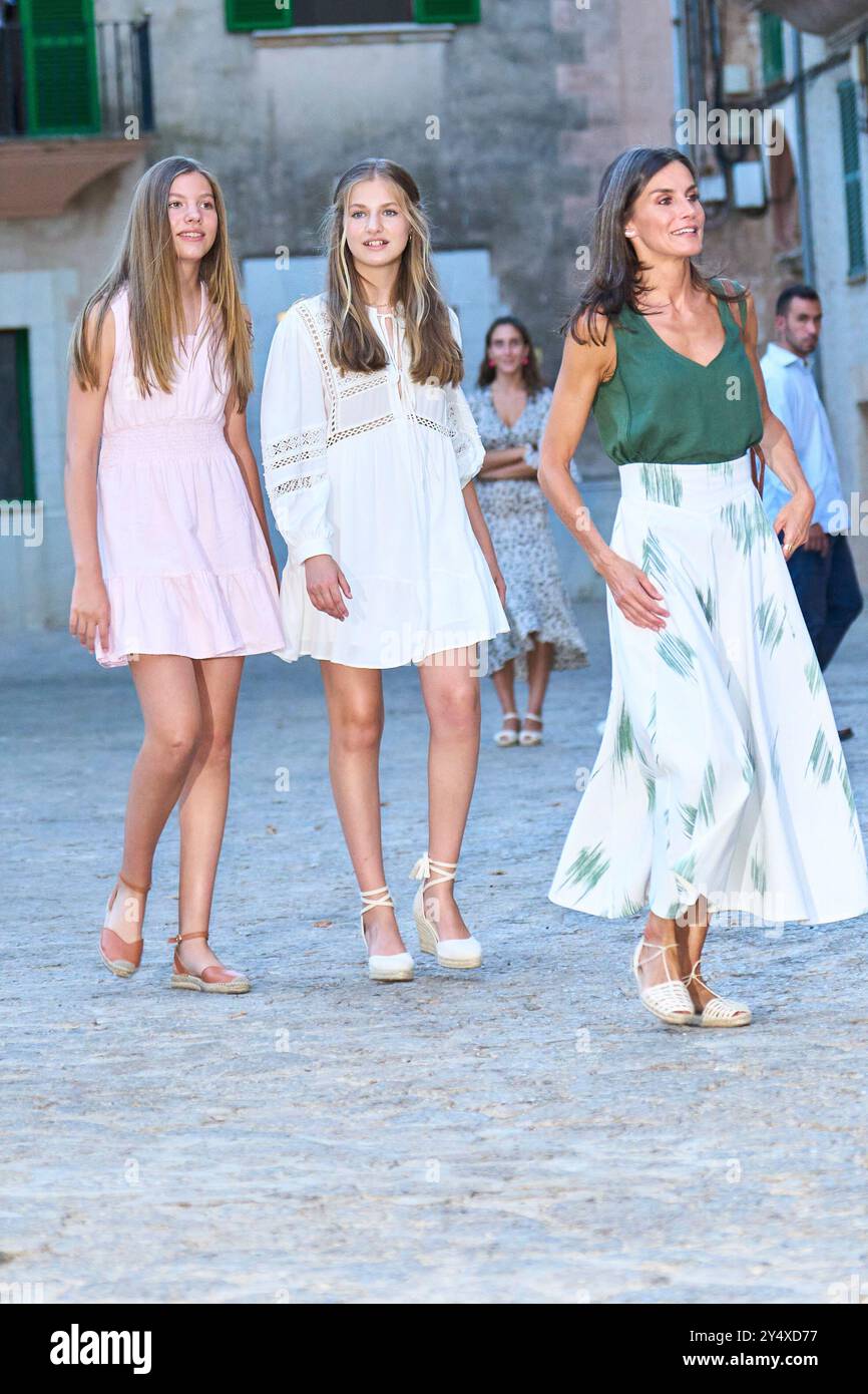 Queen Letizia of Spain, Crown Princess Leonor, Princess Sofia visit La Cartuja de Valldemossa ...