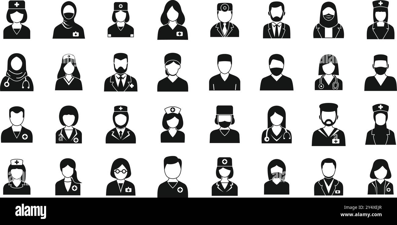 Doctor avatars icons set. This set of medical avatar icons is showing ...