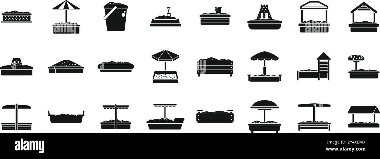 Sandbox icons set. Kids sandbox icons set in simple style. Collection ...