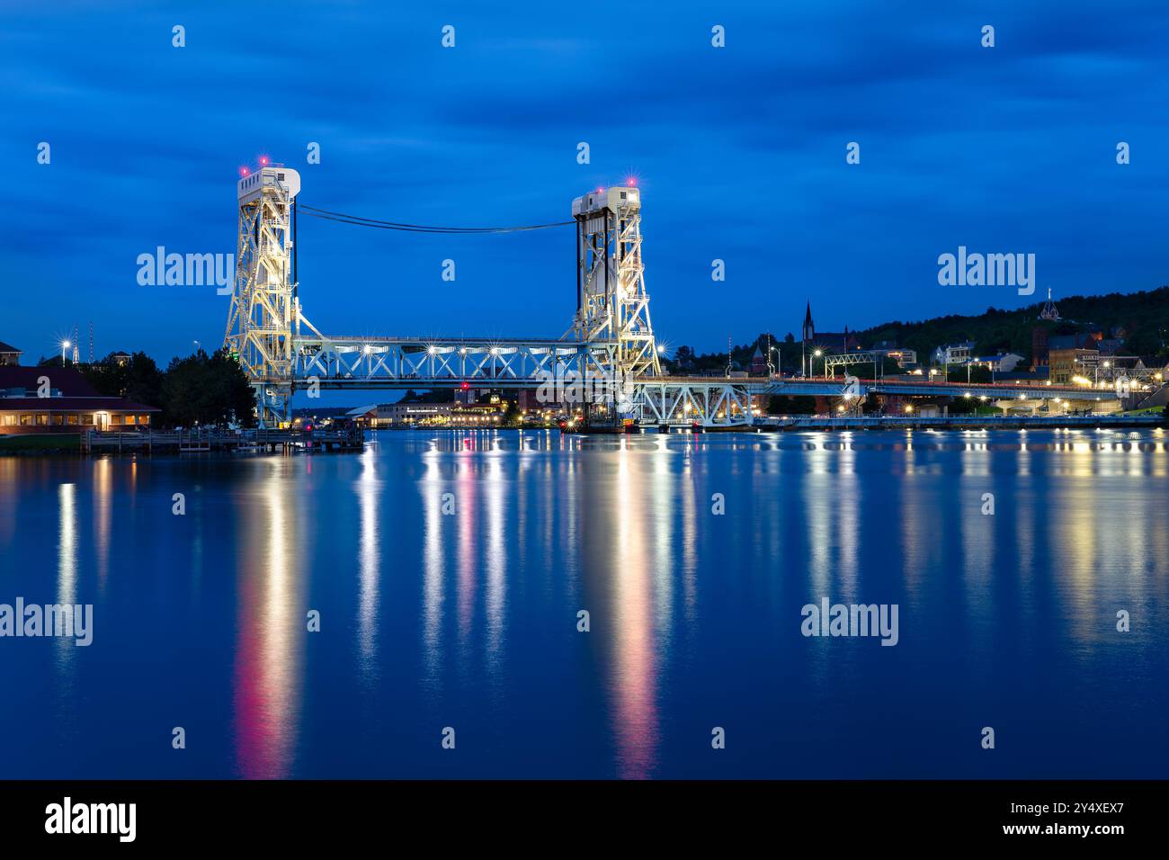 Historic lift bridge connecting Houghton and Hancock in the Upper ...