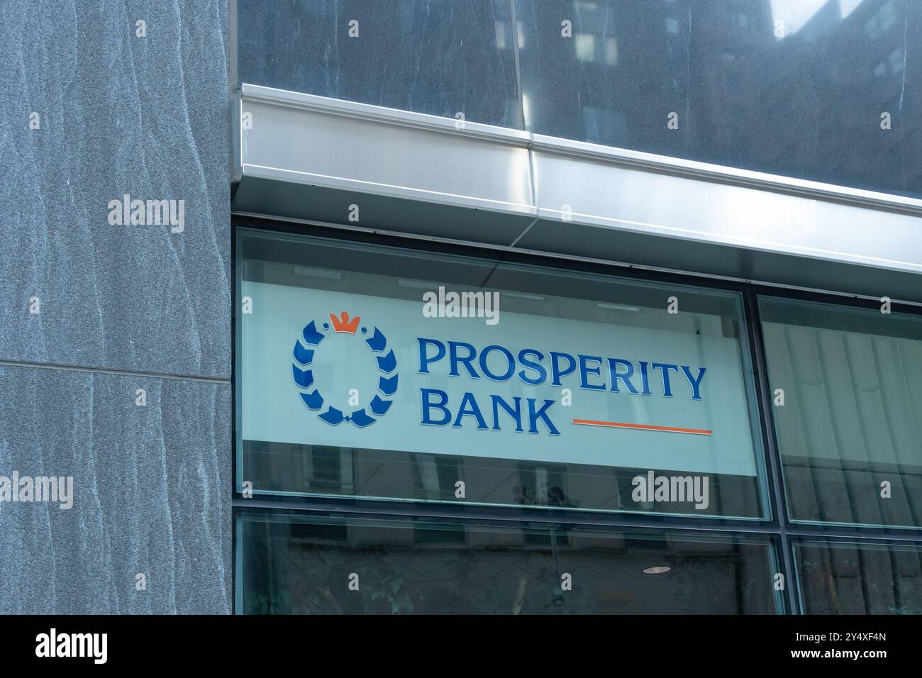 Houston, Texas, USA - April 14, 2024: Closeup of Prosperity Bank logo ...
