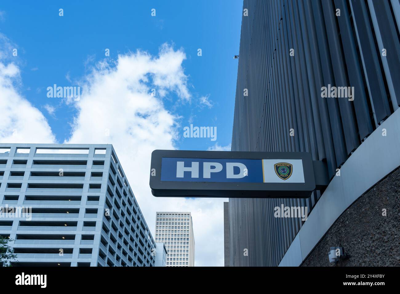 HPD (Houston Police Department) sign on the building at its ...