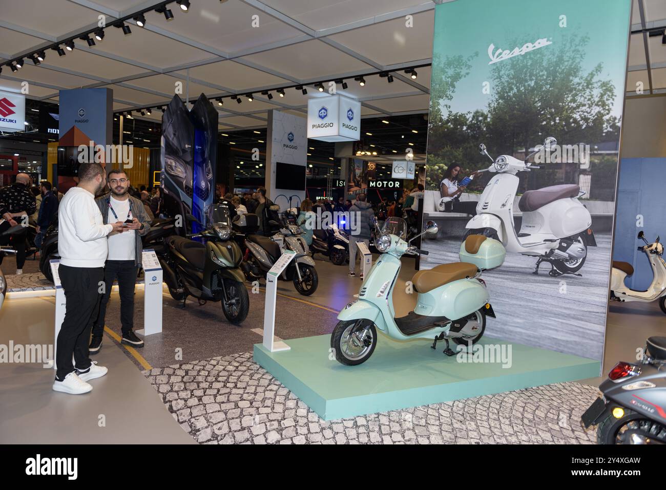 ISTANBUL, TURKEY - MARCH 23, 2024: Vespa motorcycles on display at ...