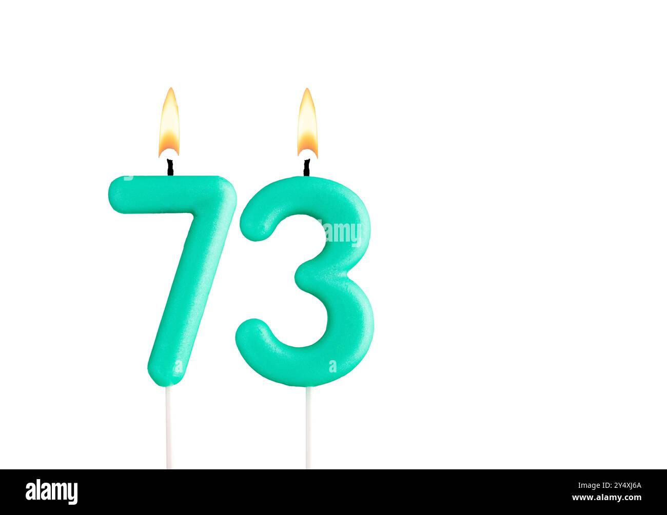Green birthday candle on white background - Candle number 73 Stock ...