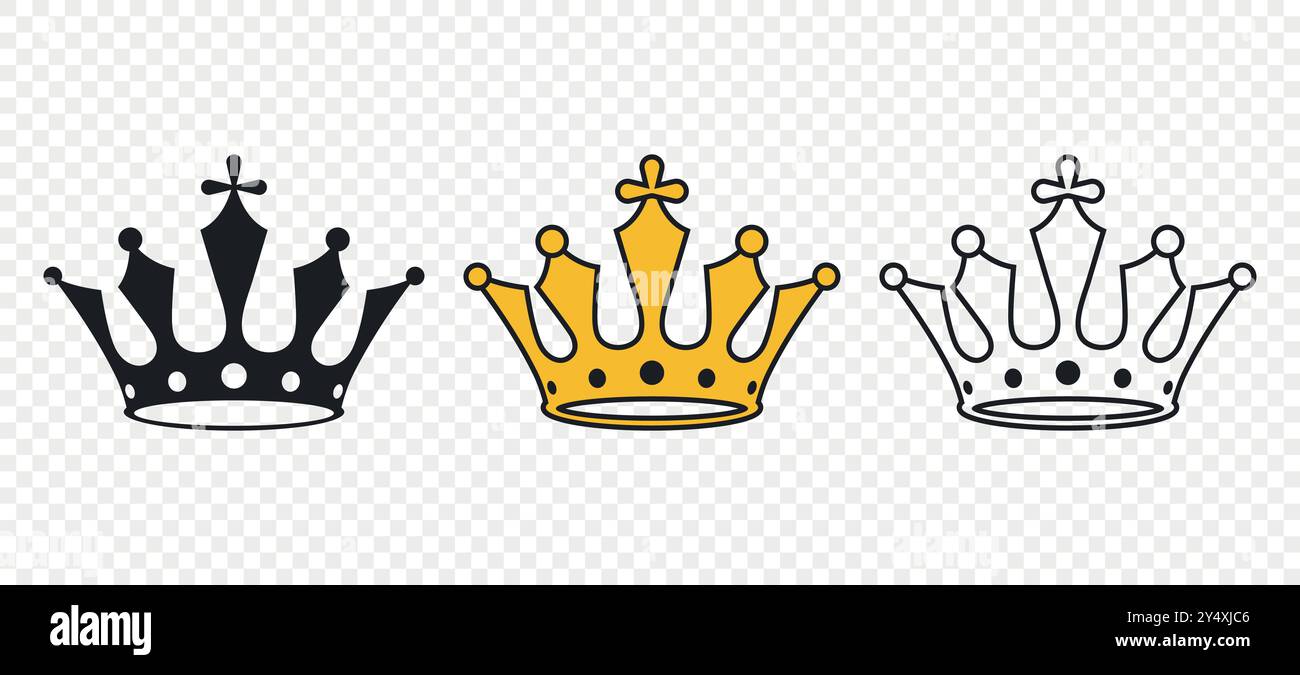 Vector Crown Icons Set. Flat Style Crown Icon Collection. Elegant Crown ...