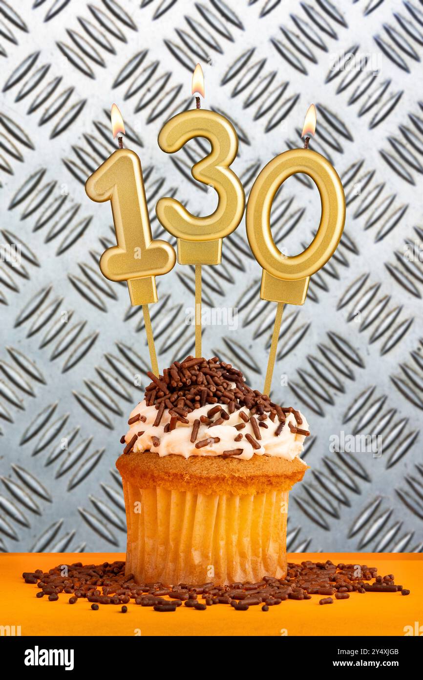 Birthday candle number 130 - Industrial metallic background Stock Photo ...
