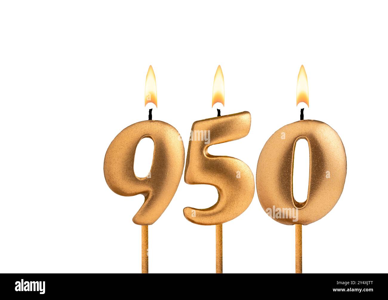 Birthday number 950 - Golden candle on white background Stock Photo - Alamy