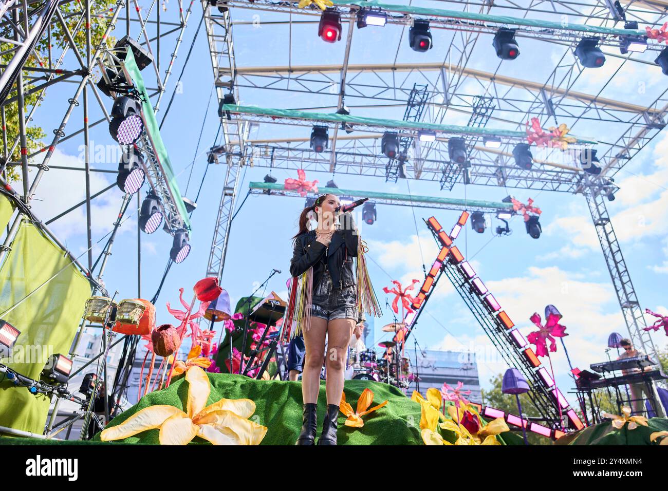 Eva Luna performs on stage during Hispanidad Concert at Puerta de ...