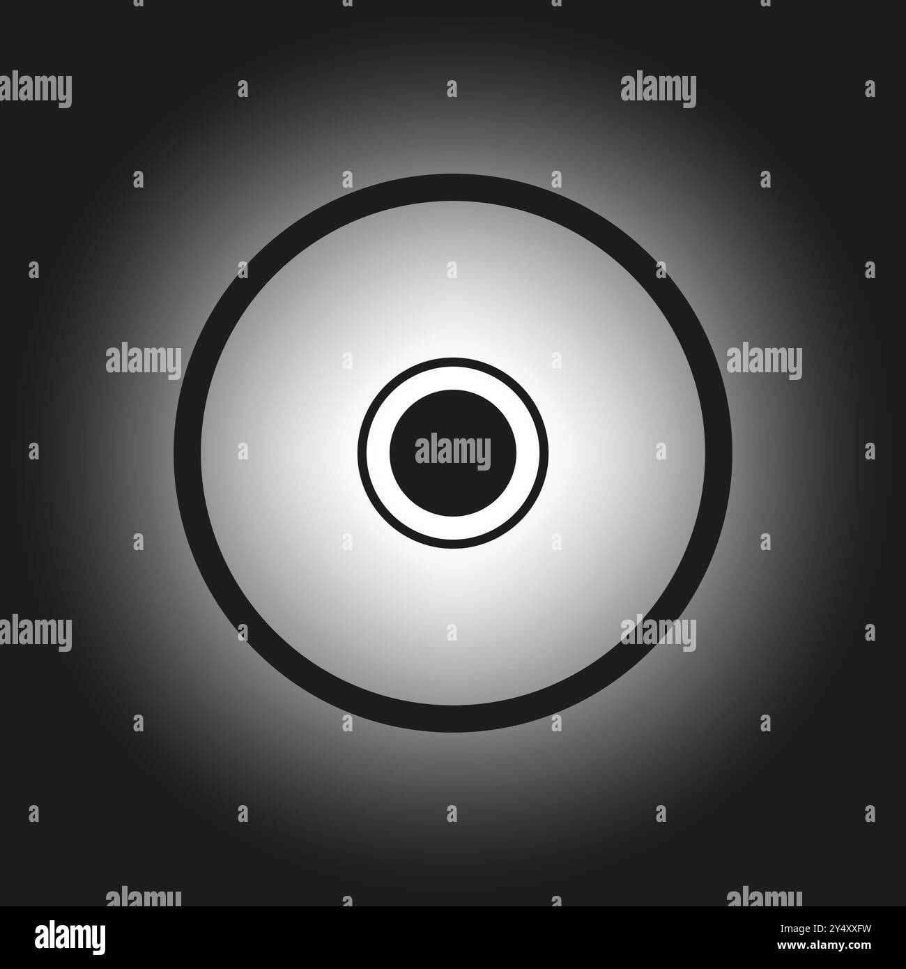 Abstract circular icon. Concentric rings with gradient shading. Dark ...