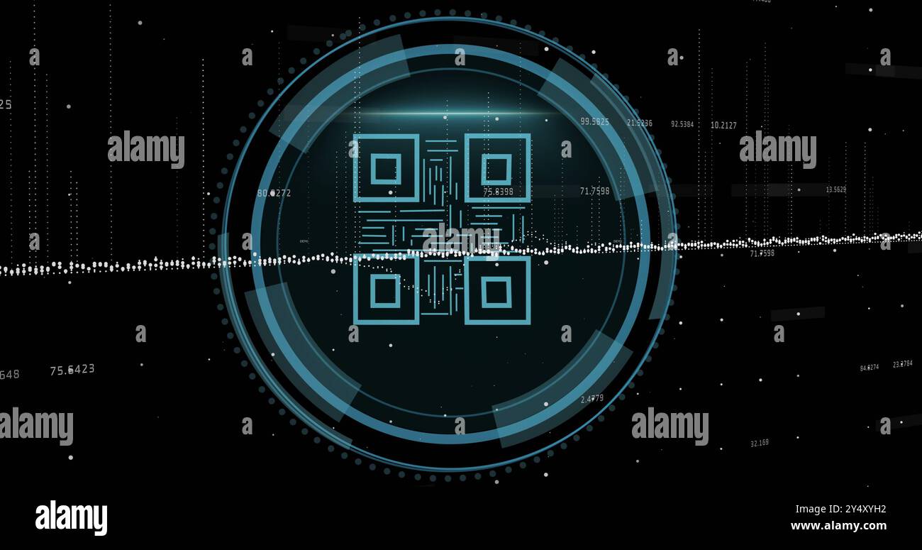 Image of qr code and scope scanning over data processing Stock Photo ...