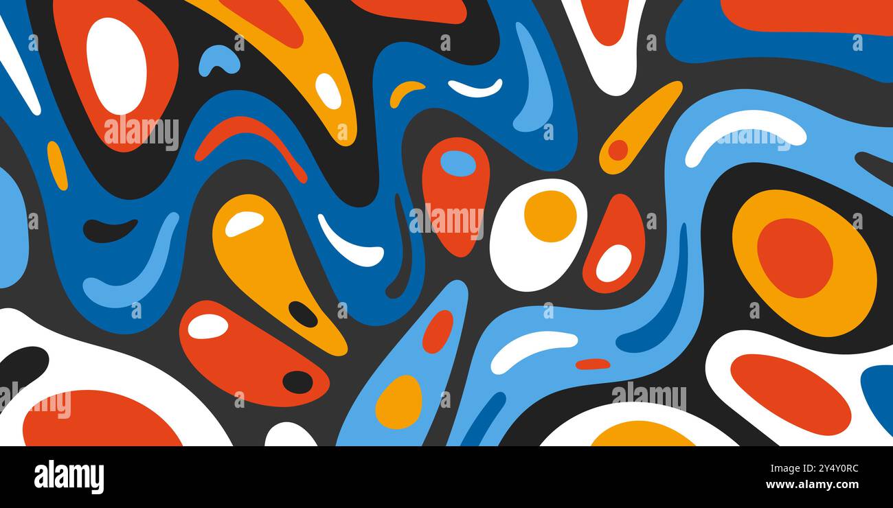 Abstract surreal biomorphic naive graphic shapes collage banner. Modern ...