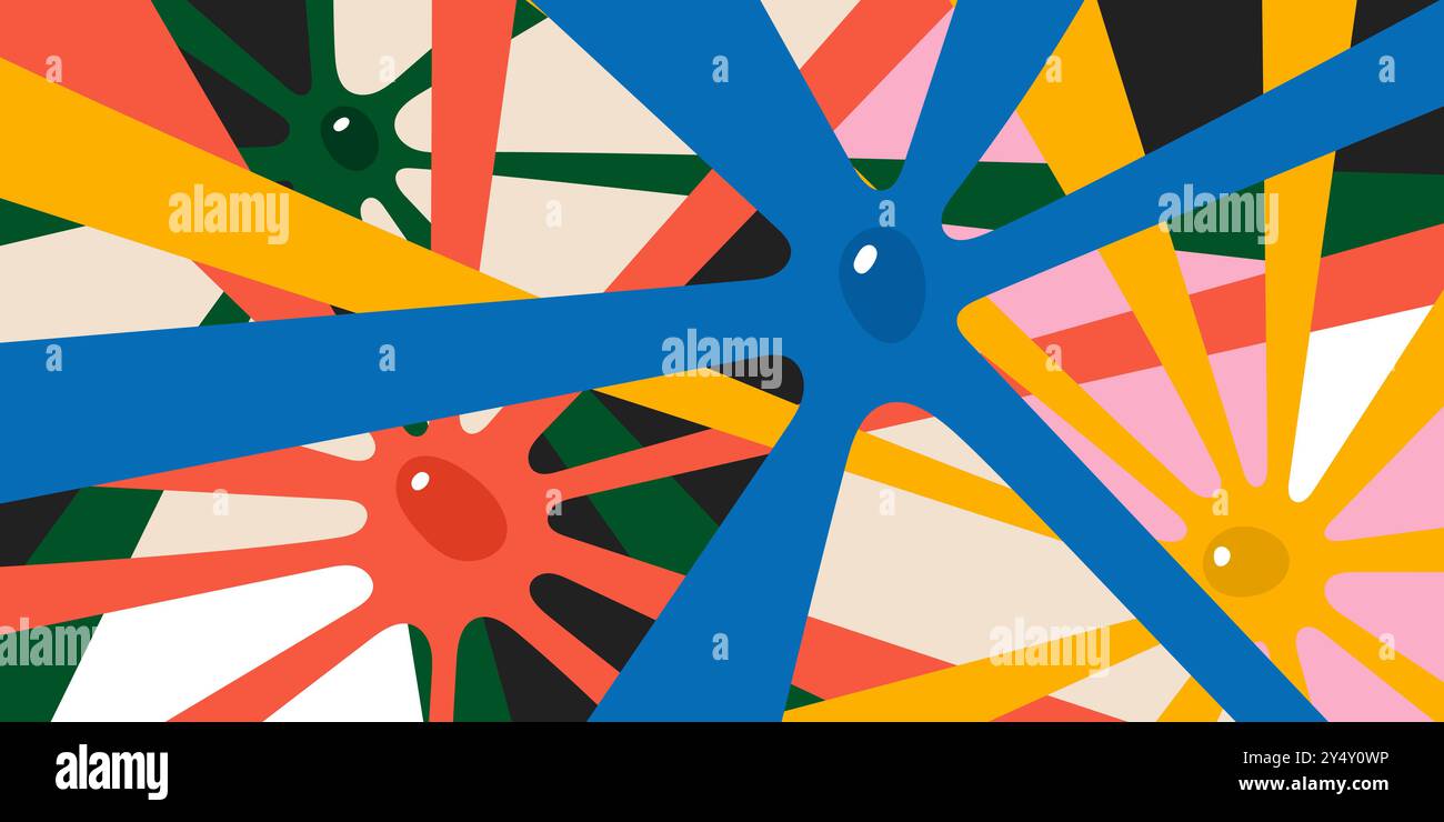 Abstract surreal biomorphic naive graphic shapes collage banner. Modern ...