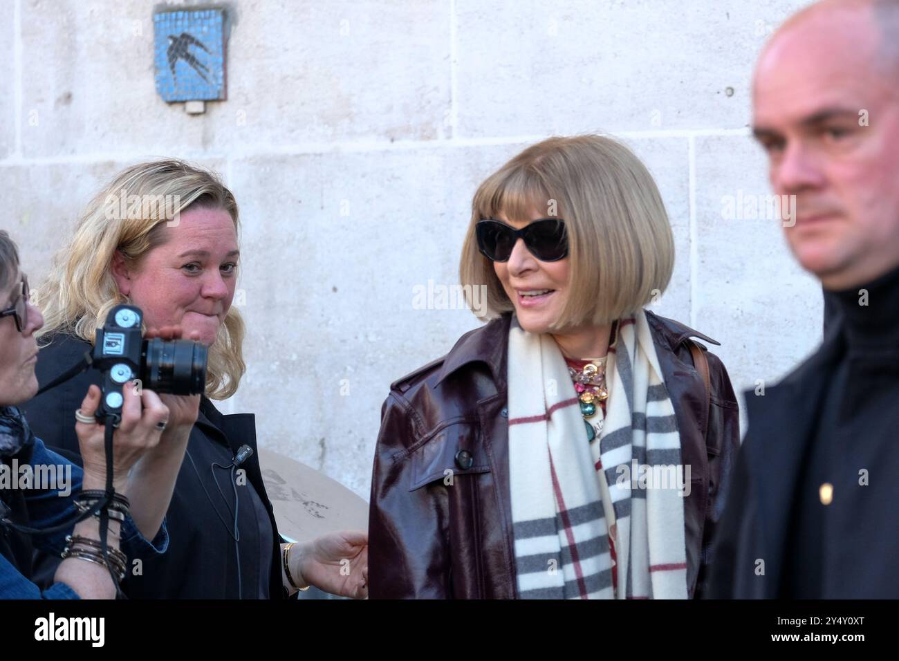 Vogue Magazines Editor In Chief Anna Wintour Arrives For The Burberry Ss25 Fashion Show On Foot
