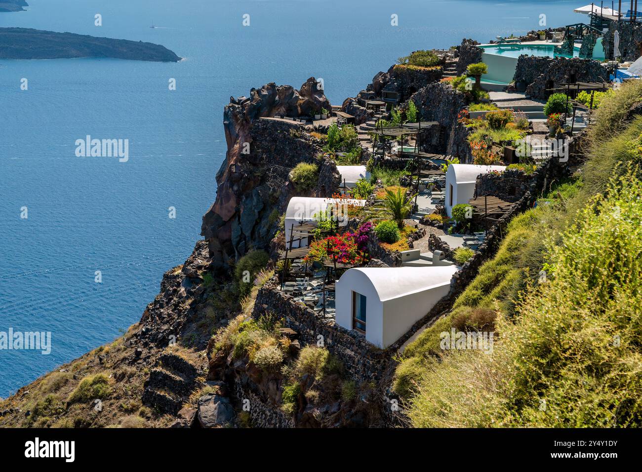 Typical cave house of Santorini caldera. Greece Stock Photo - Alamy