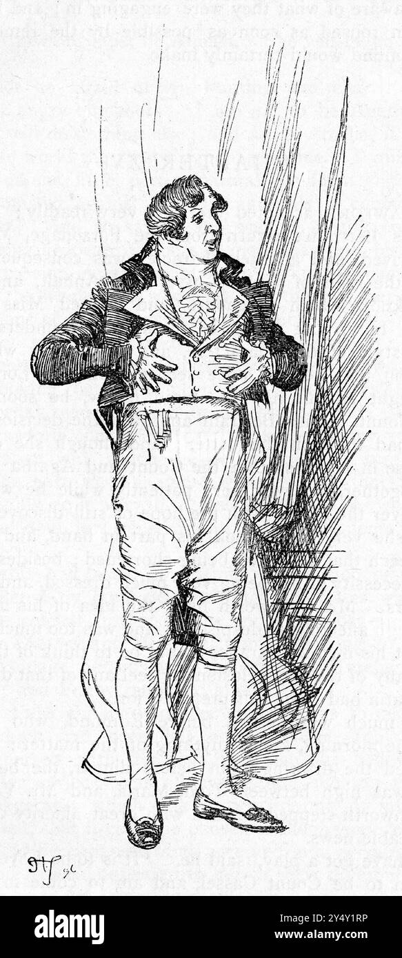 Engraving of a fashionably dressed english gentleman of the late 1700s ...