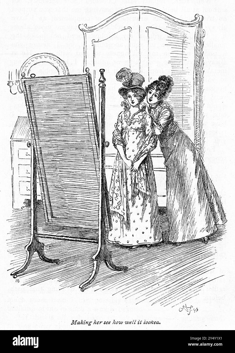 Engraving of a scene from the book Mansfield Park by Jane Austen, 1926 ...
