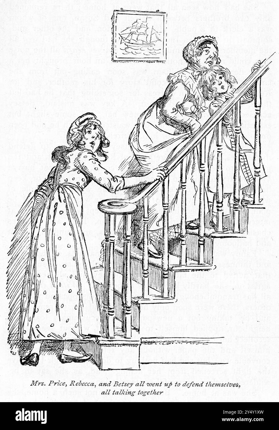 Engraving of a scene from the book Mansfield Park by Jane Austen, 1926 ...