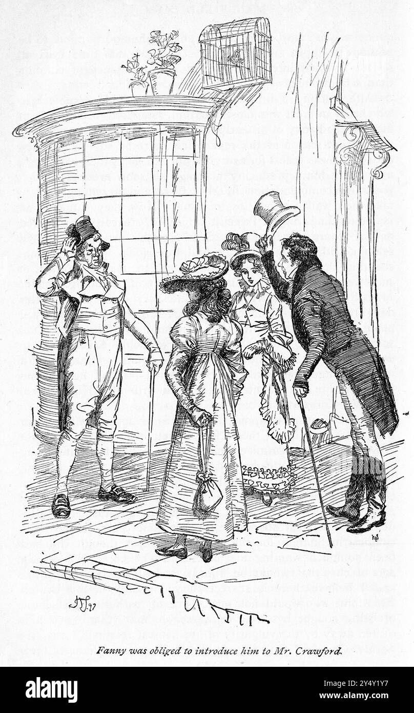 Engraving of a scene from the book Mansfield Park by Jane Austen, 1926 ...