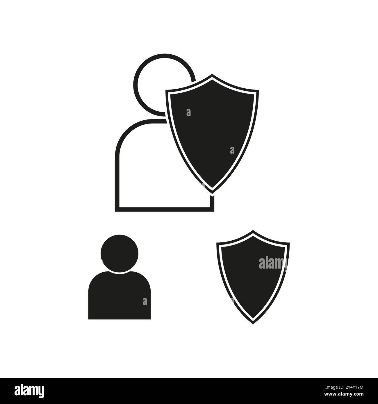 Vector shield icon. Person protection symbol. Simple security shield ...