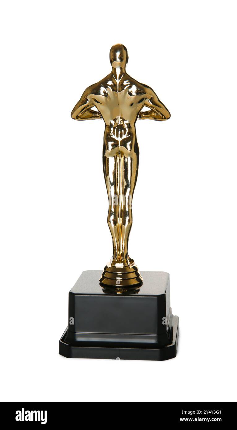 One golden Oscar award isolated on white Stock Photo - Alamy