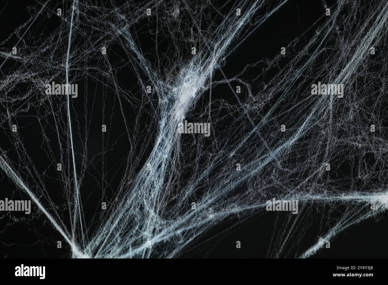 Spooky tangled cobweb against black background, closeup Stock Photo - Alamy
