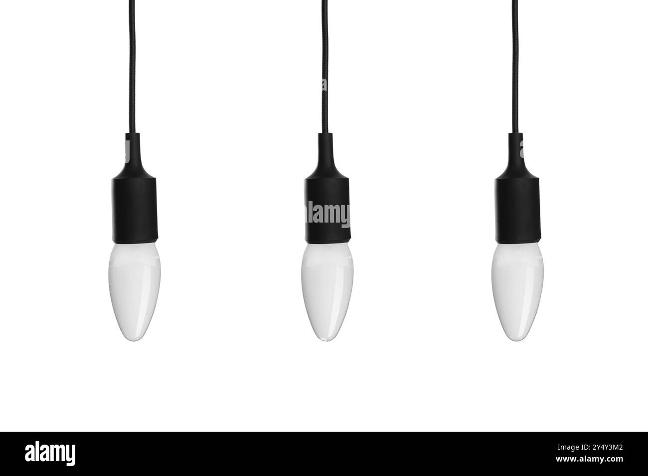 Three incandescent light bulbs on white background Stock Photo - Alamy