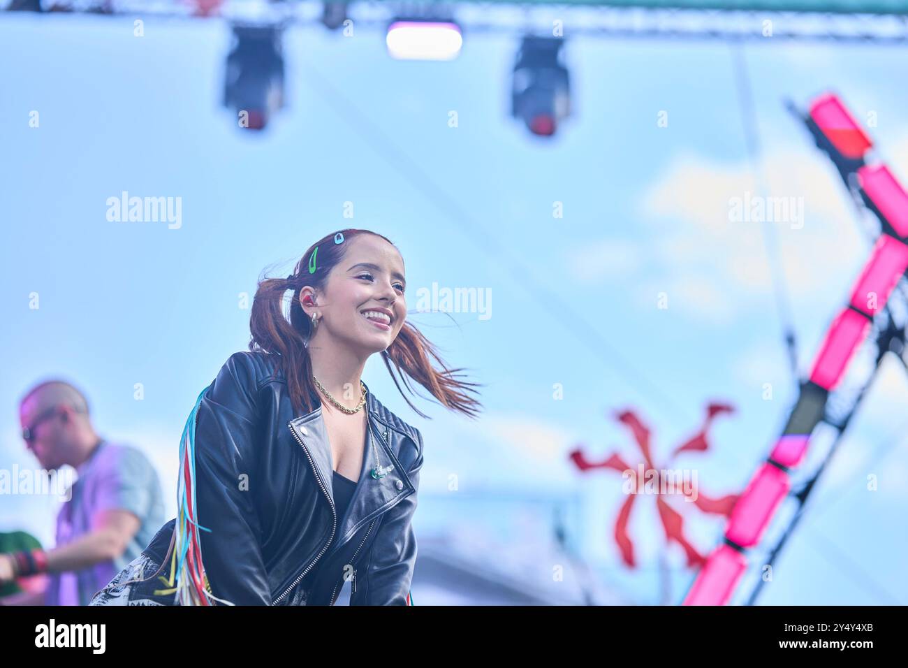 Eva Luna performs on stage during Hispanidad Concert at Puerta de ...