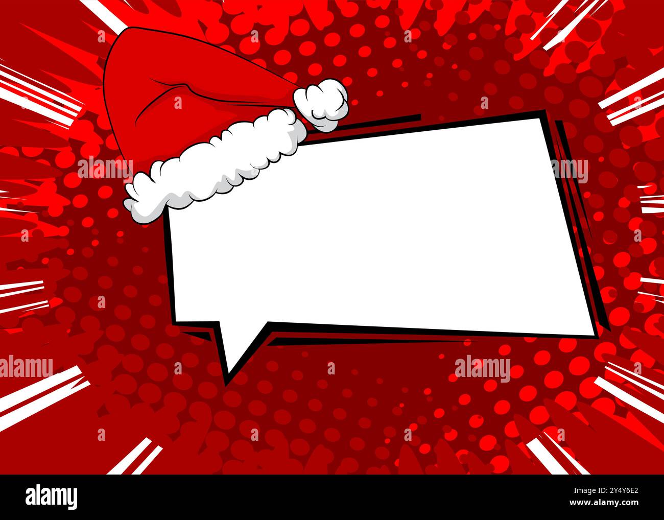 Cartoon Santa Claus hat with blank speech bubble, comic book Christmas ...