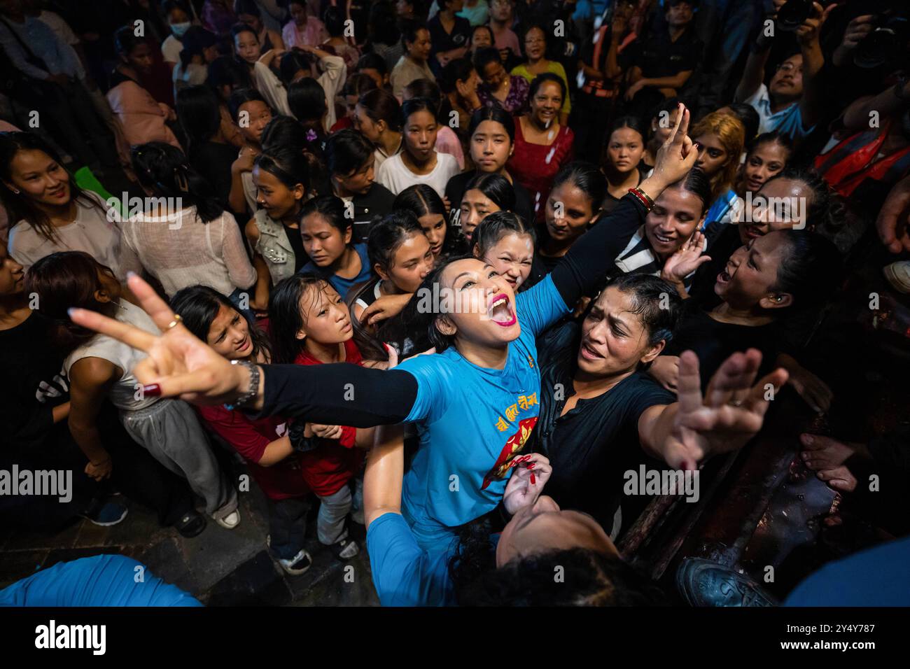 Kathmandu, Nepal. 19th Sep, 2024. Nepalese women struggle to drink ...